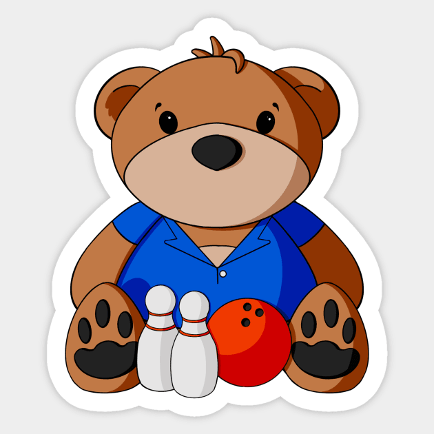 Bowler Teddy Bear - Bowling - Sticker | TeePublic